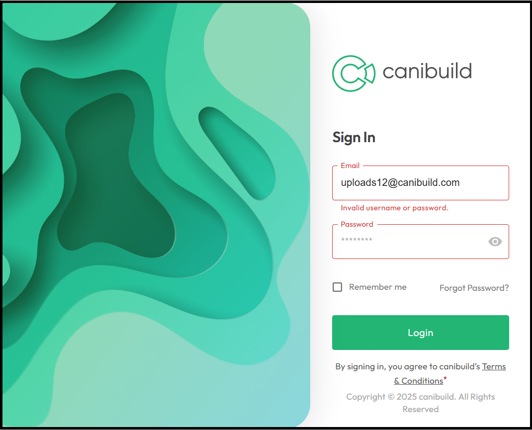 How can I Troubleshoot my Email not Logging into Canibuild